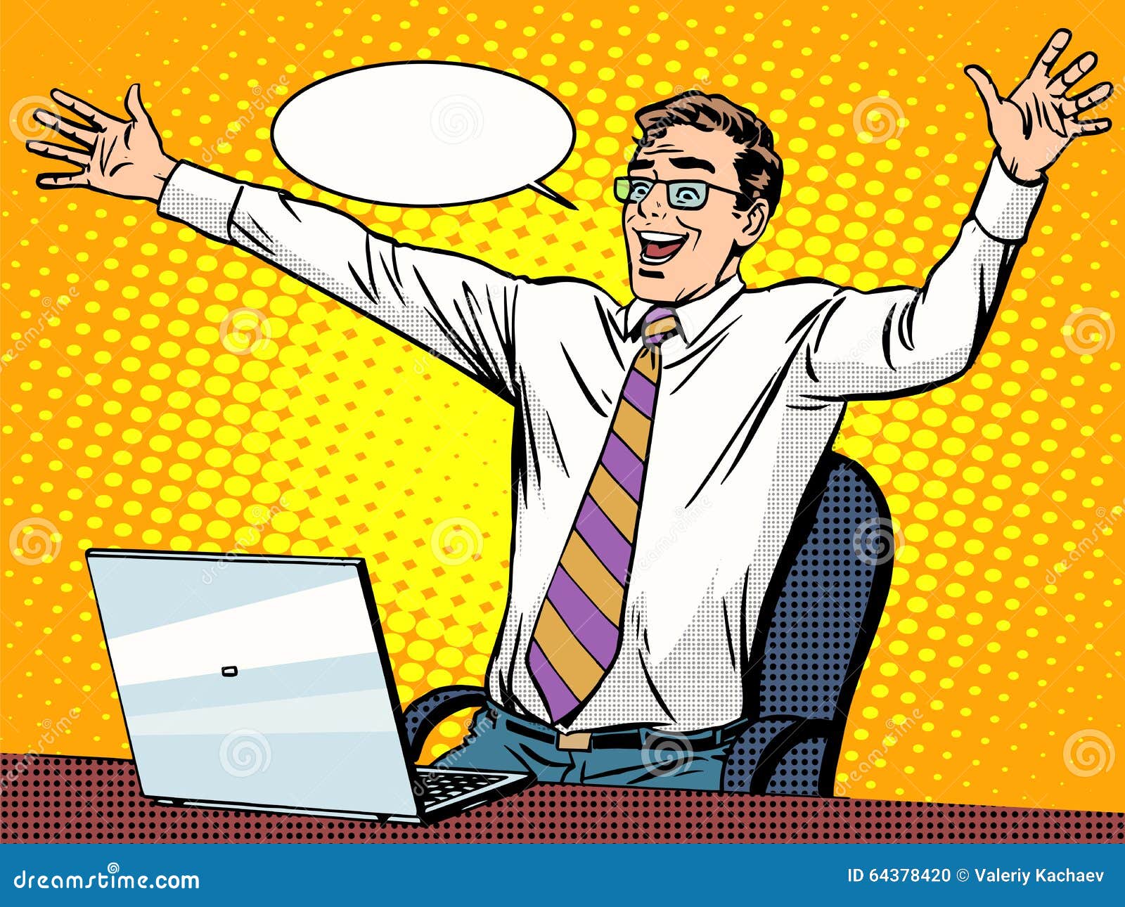 Businessman Success Working on Laptop Stock Vector - Illustration of ...