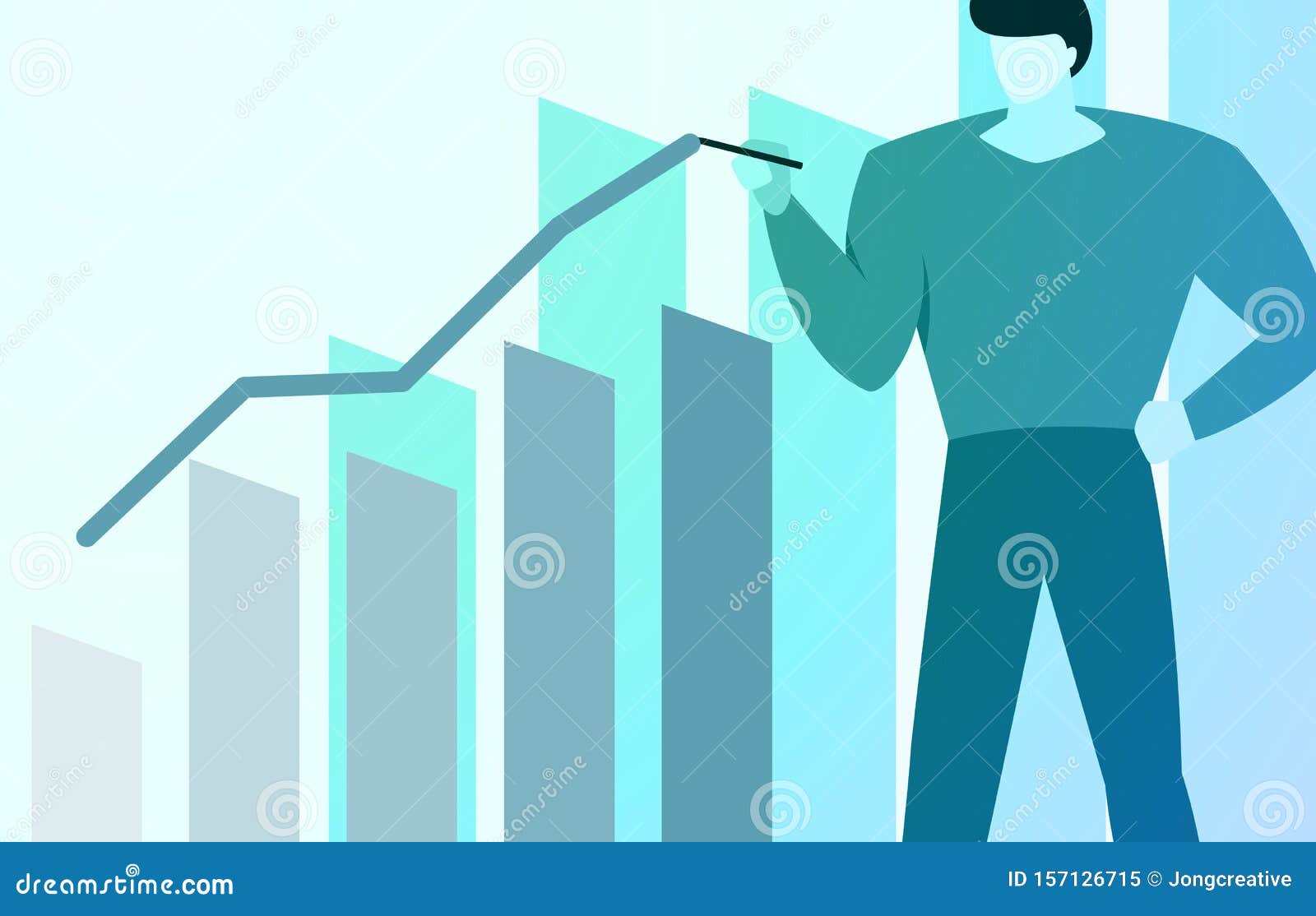 Businessman Successful Raise Statistical Data Drawing Growth Chart ...