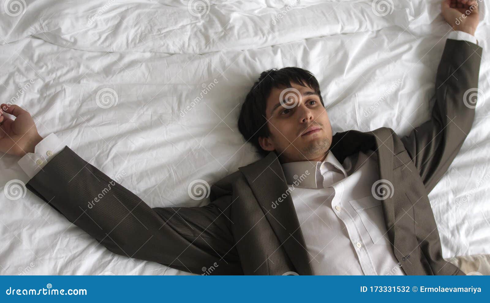 Businessman in a Suit Fall Down on Bed, Need Rest after Hard Work Stock ...