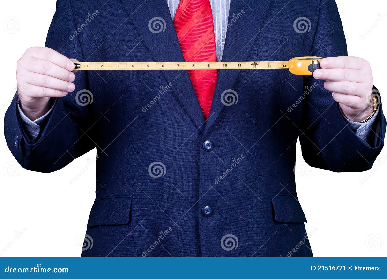 Businessman in Suit Holding a Measuring Tape Stock Image - Image of ...