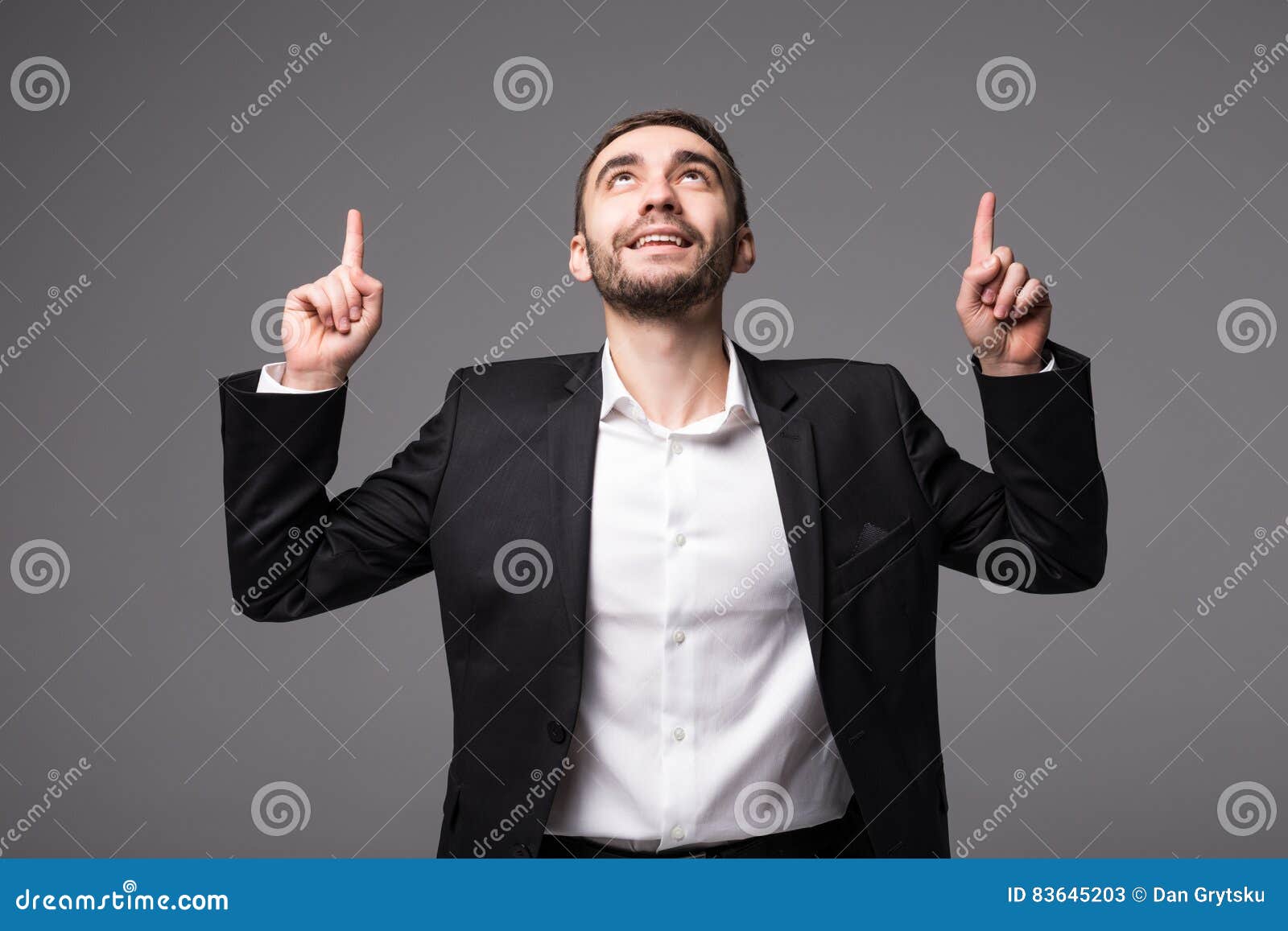 Businessman in Suit Pointed and Look Up Stock Image - Image of pointed ...