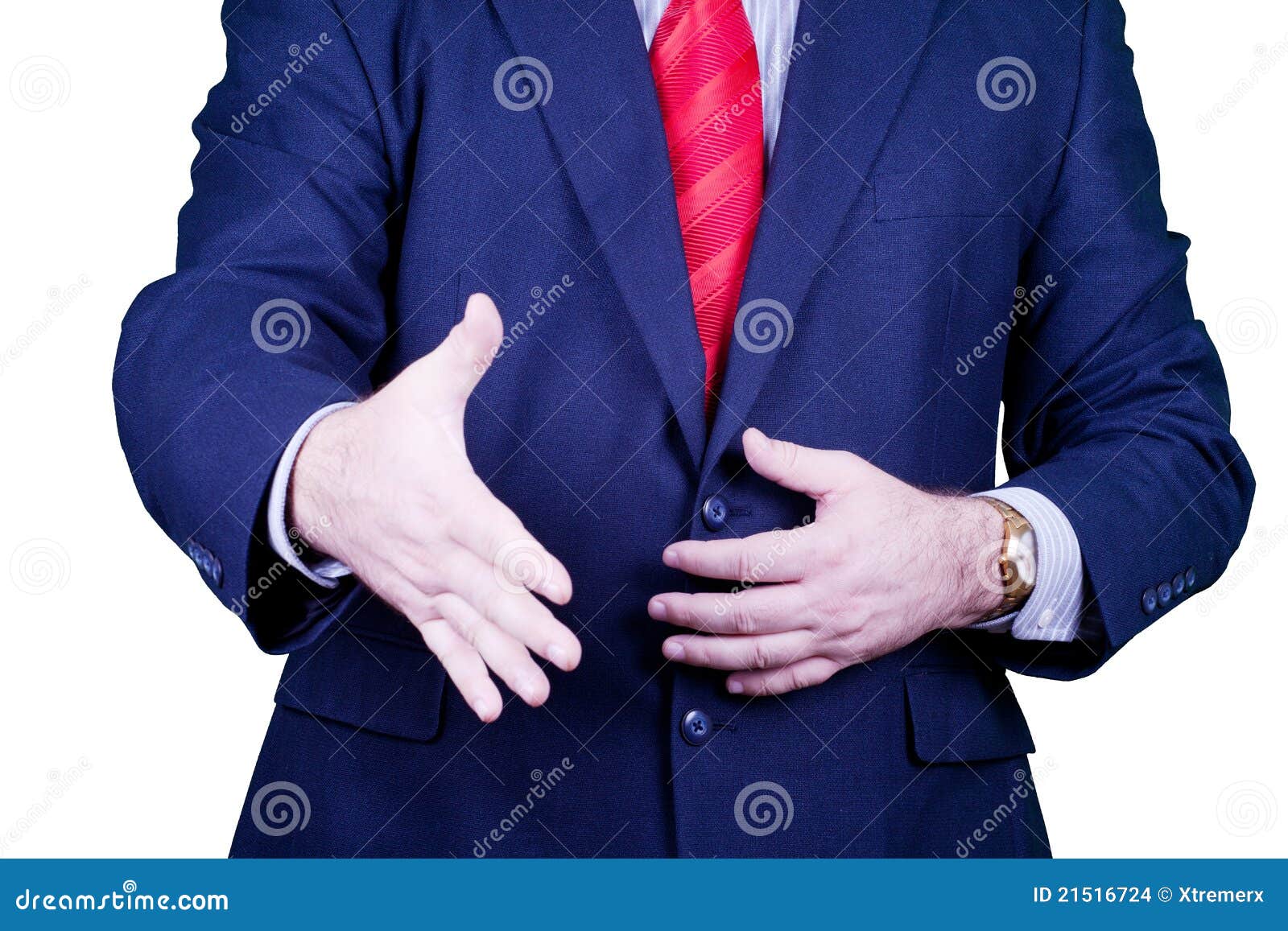 Businessman in Suit and Red Tie Ready Handshake Stock Photo - Image of ...
