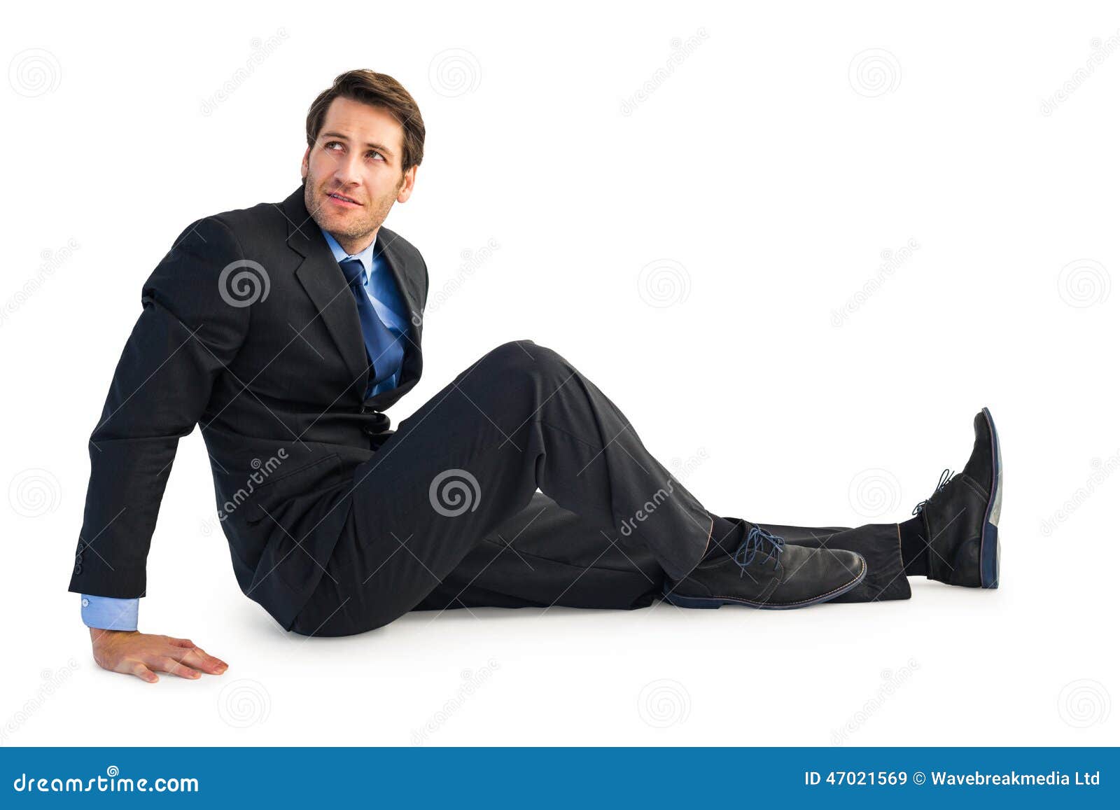 Businessman in Suit Sitting on Floor Stock Image - Image of person ...