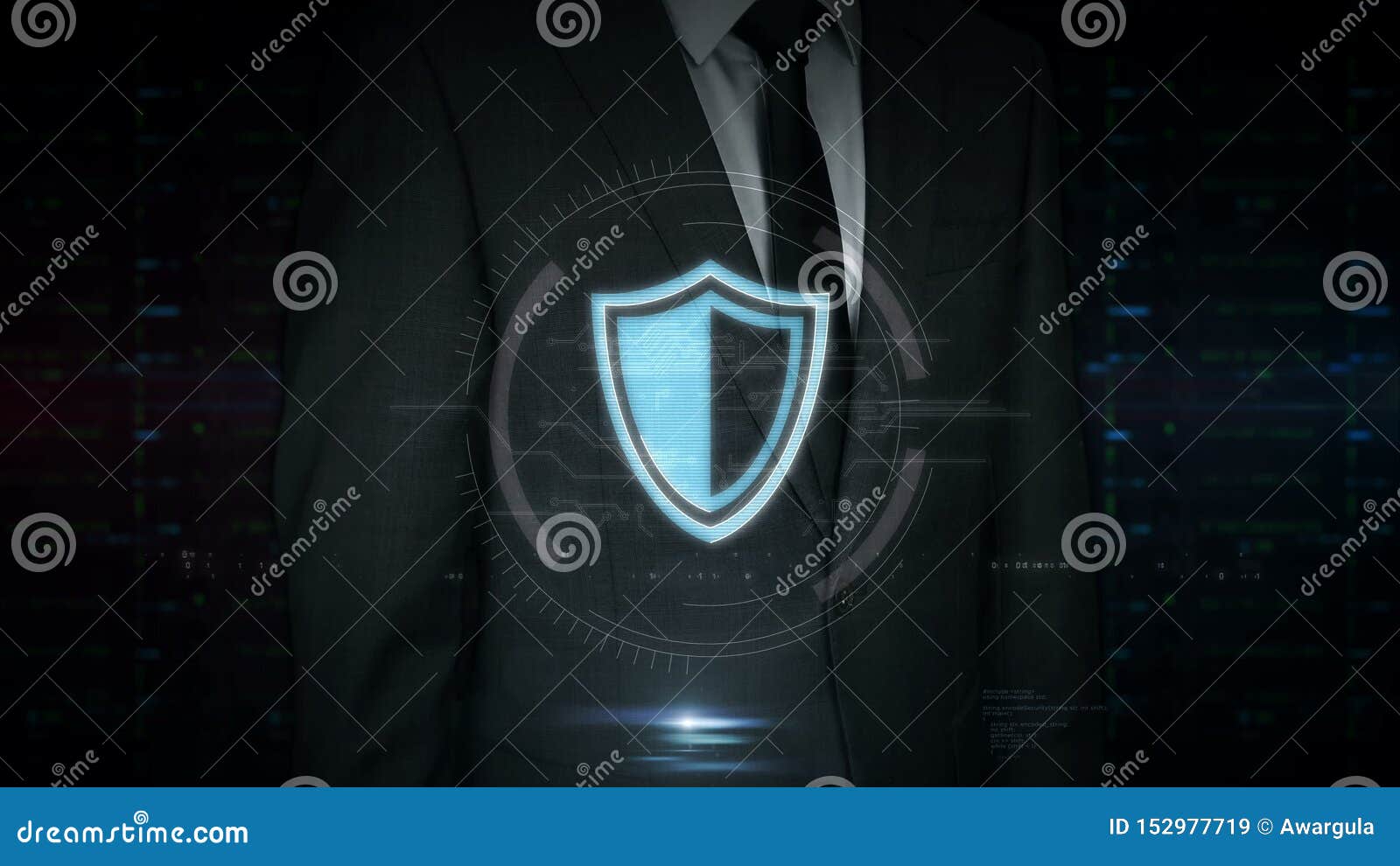 Businessman Touch Screen with Cyber Shield Hologram Stock Video - Video ...