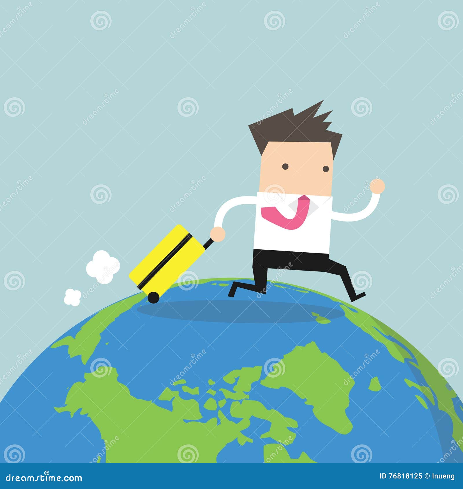Businessman with Suitcase Walking Around the World. Stock Vector ...