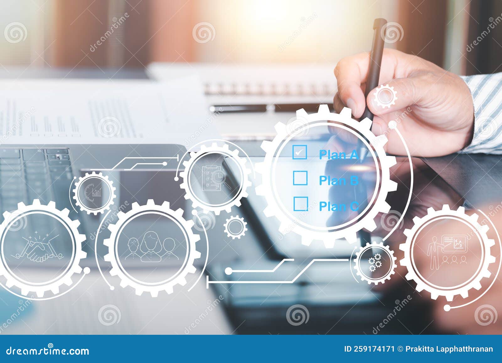 Businessman Summarizes Plans Online with a Team, Efficient Planning ...