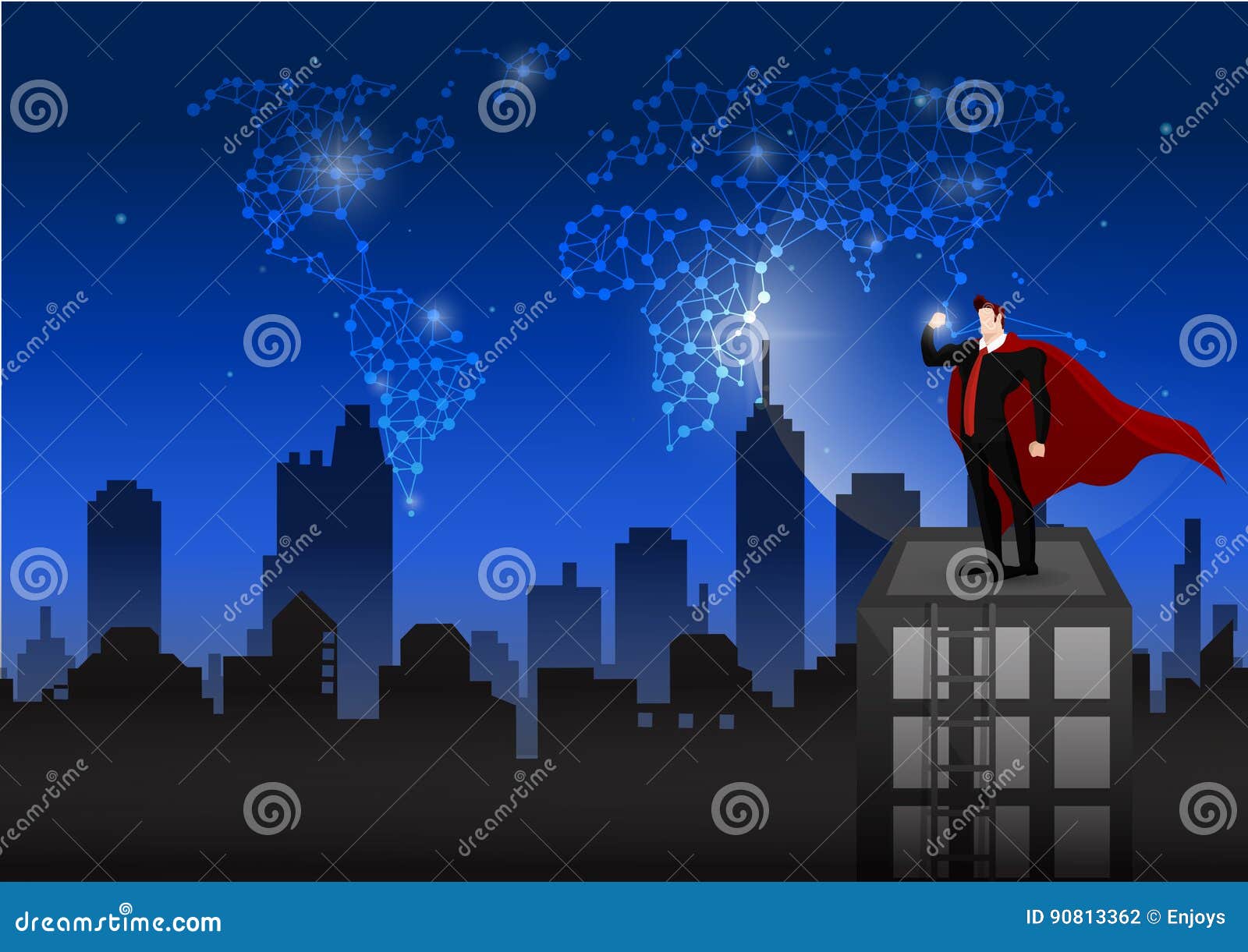 Superhero Over Streets In Background Stock Image | CartoonDealer.com ...