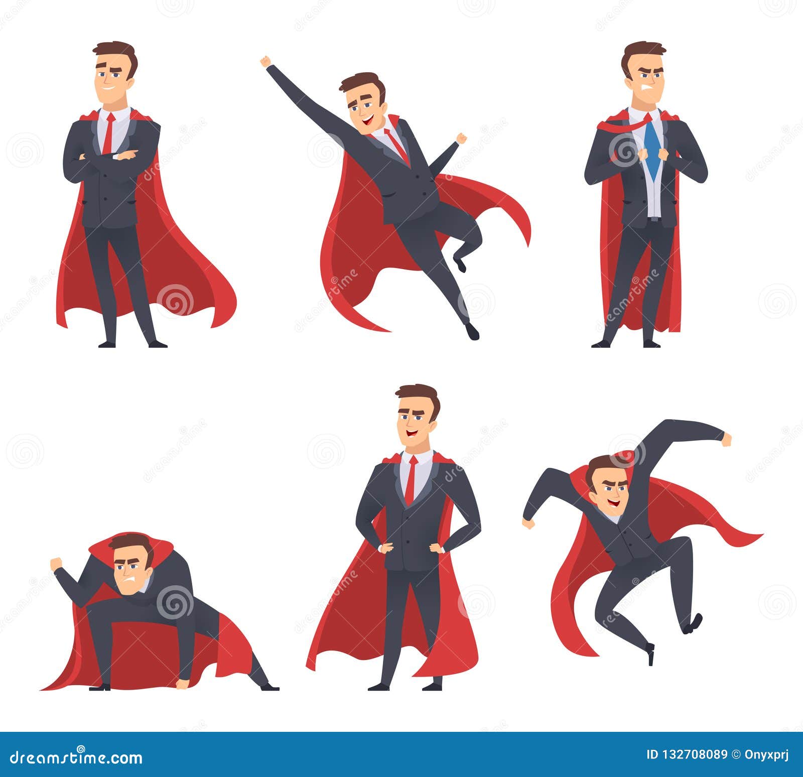 Businessman Superheroes Office Managers Directors Workers Red Cloak