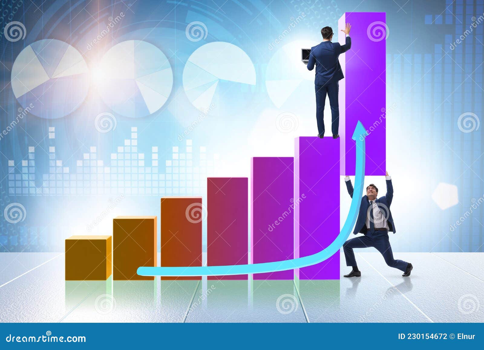 Businessman Supporting Economic Growth on Chart Stock Photo - Image of ...