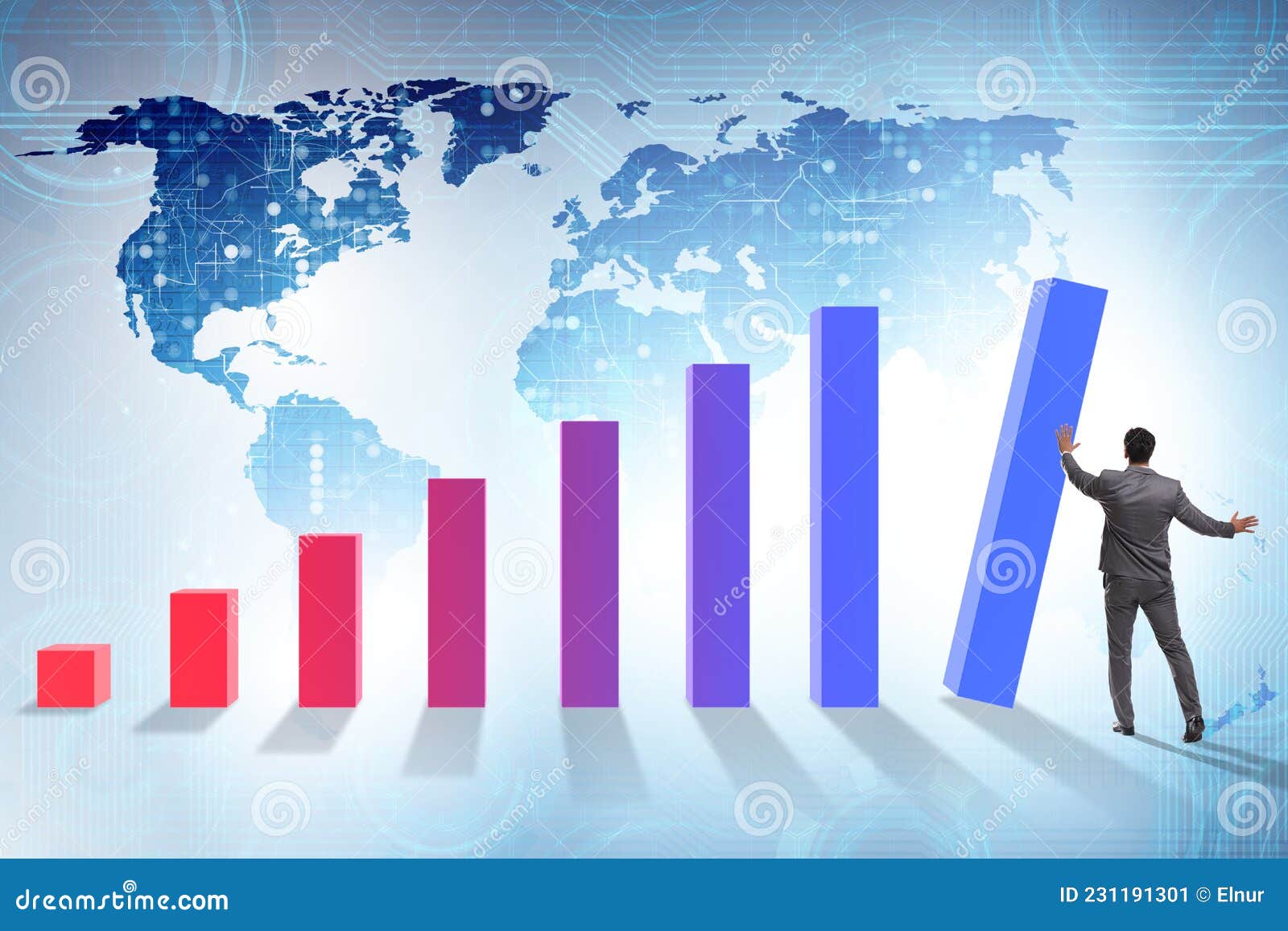 Businessman Supporting Economic Growth on Chart Stock Image - Image of ...