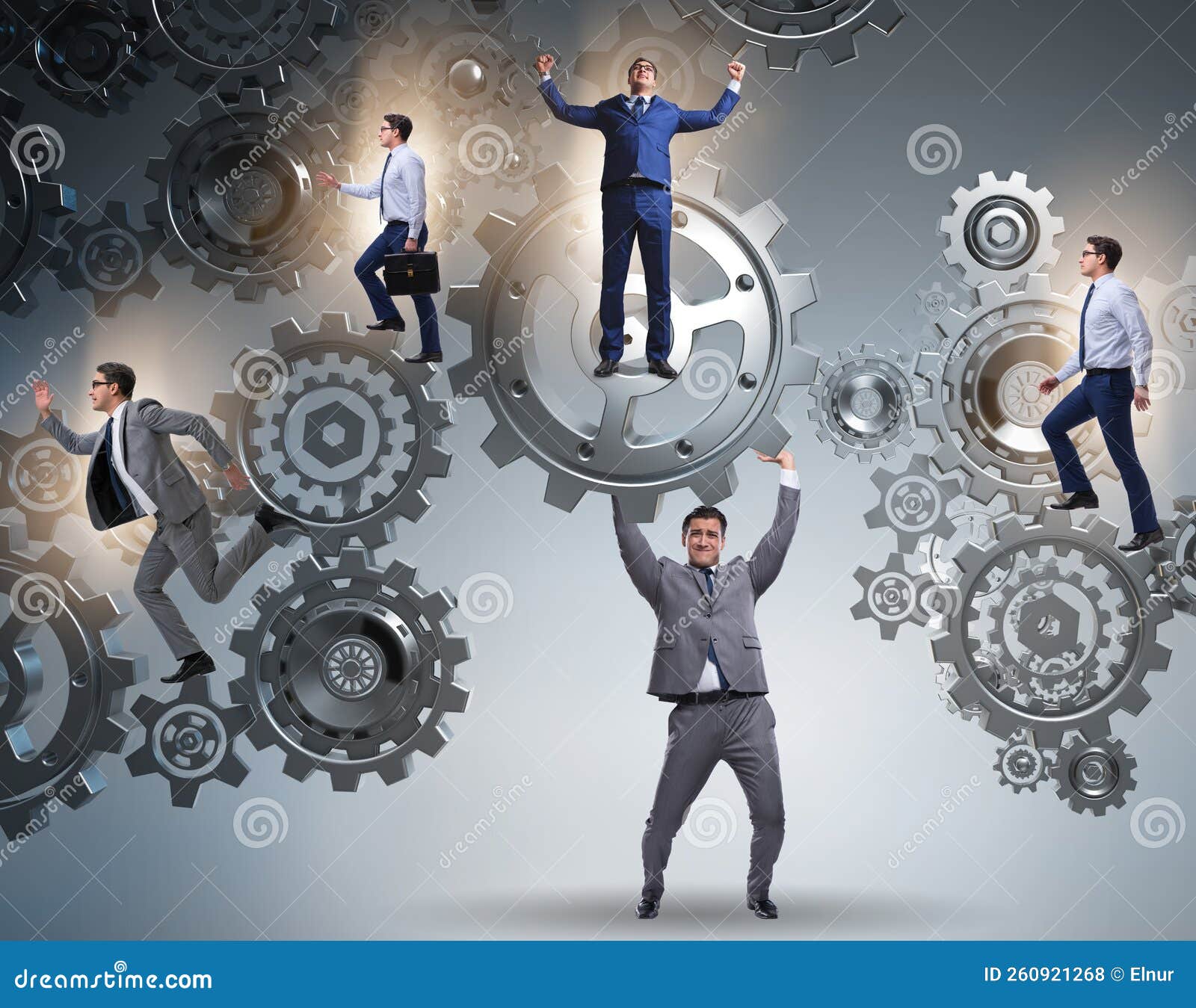 Businessman Supporting Gear in Teamwork Concept Stock Photo - Image of ...
