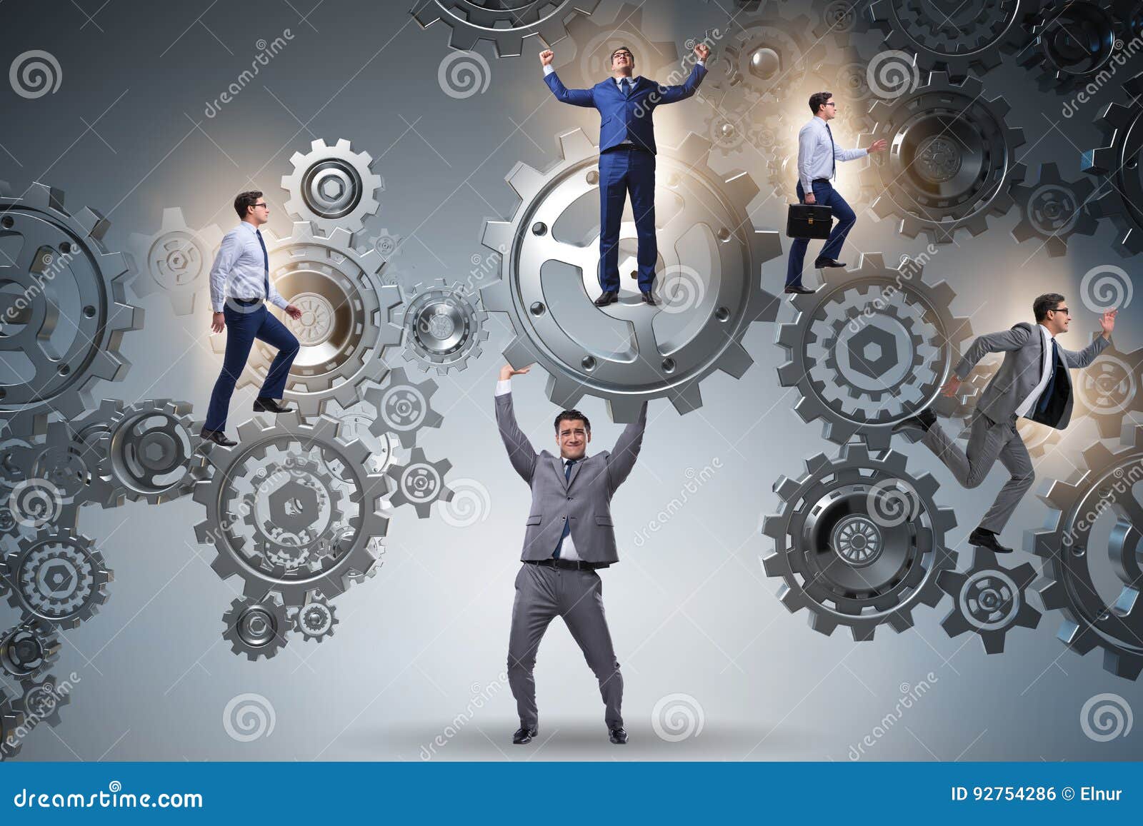 The Businessman Supporting Gear in Teamwork Concept Stock Illustration ...