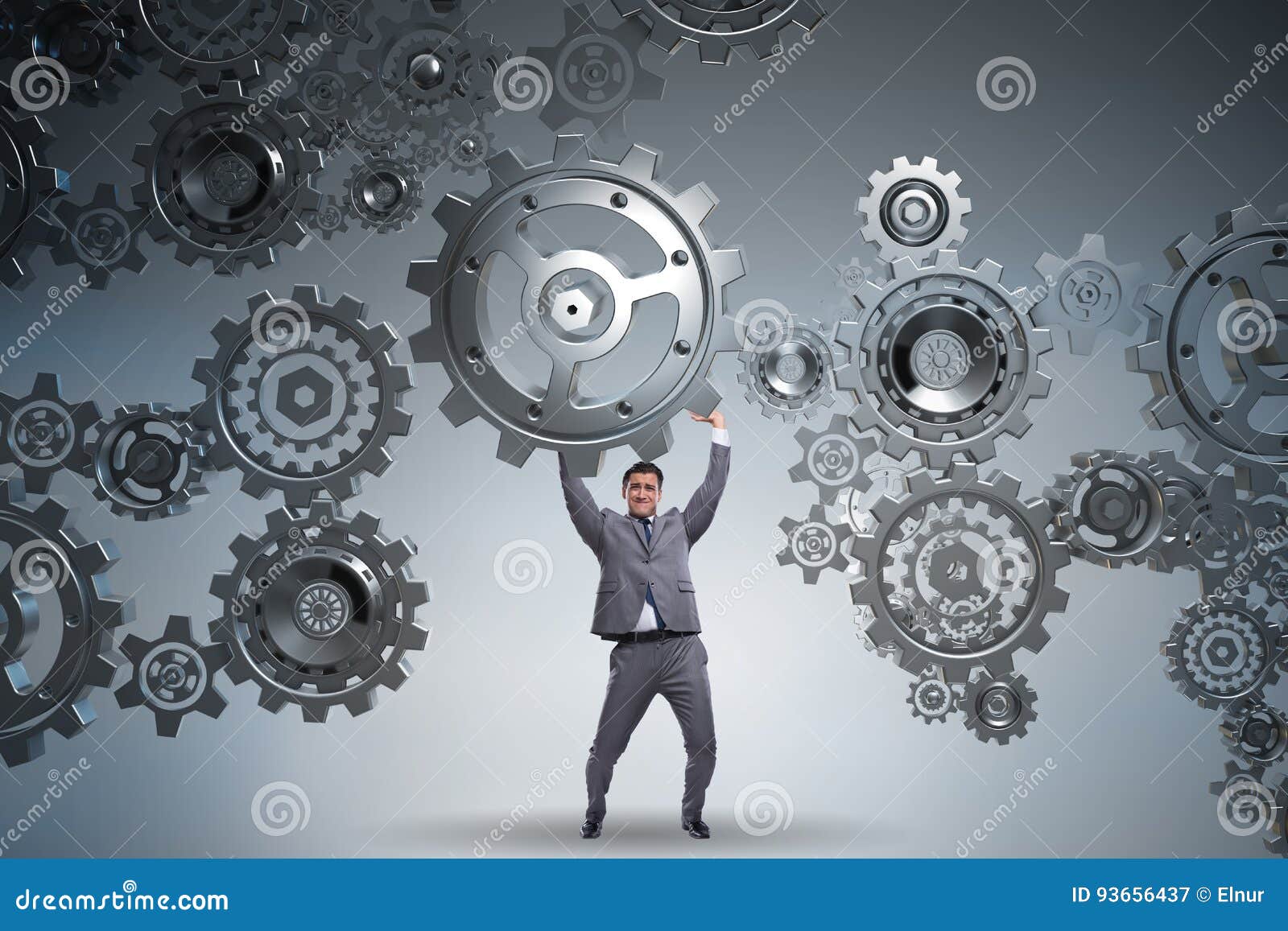 The Businessman Supporting Gear in Teamwork Concept Stock Illustration ...