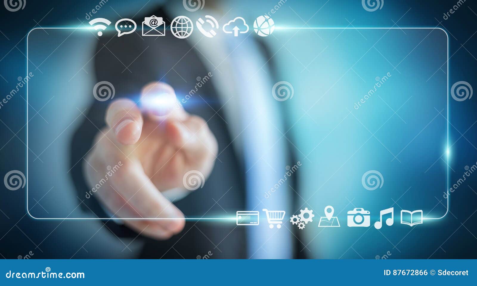 Businessman Surfing on Internet with Digital Tactile Interface 3 Stock ...