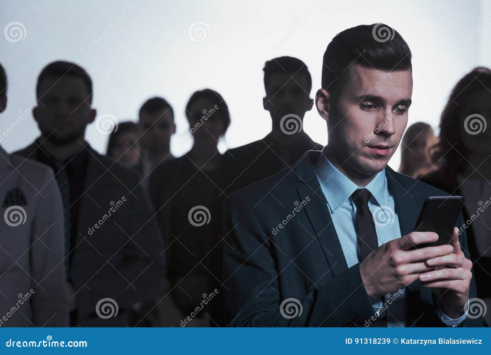 Businessman Surrounded by Crowd Stock Image - Image of crowded ...