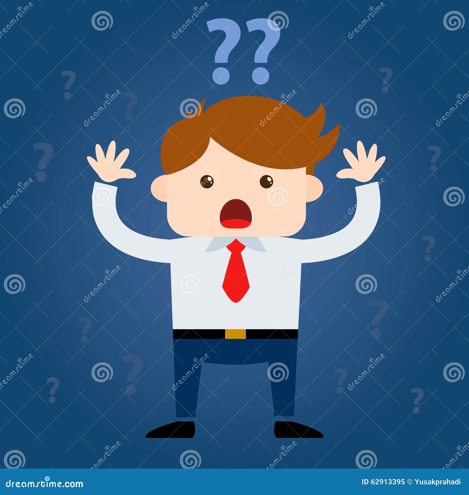 Businessman Surrounded By Question Marks Cartoon Vector | CartoonDealer ...