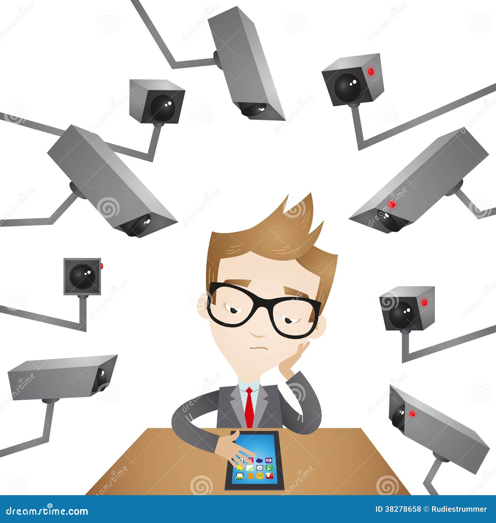Businessman with Surveillance Cameras Stock Vector - Illustration of ...