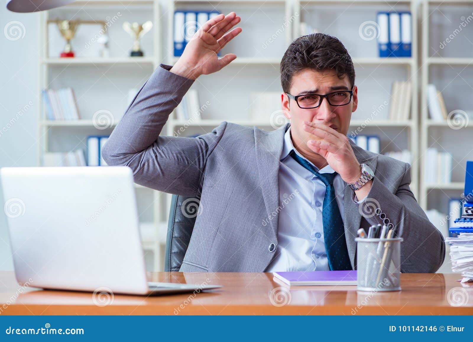 Businessman Sweating Excessively Smelling Bad in Office at Workp Stock ...