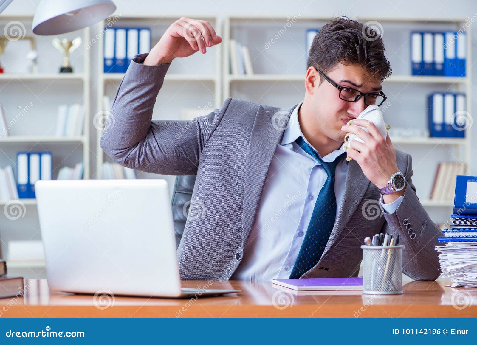Businessman Sweating Excessively Smelling Bad in Office at Workp Stock ...