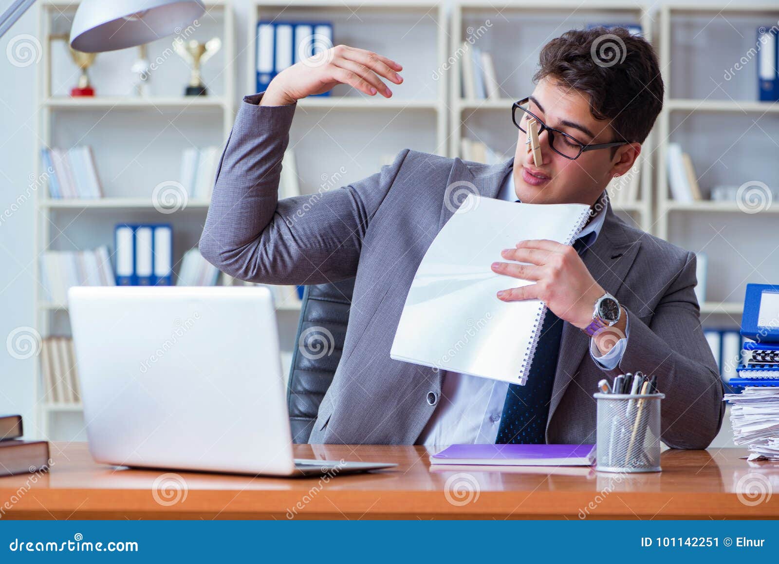 Businessman Sweating Excessively Smelling Bad in Office at Workp Stock ...