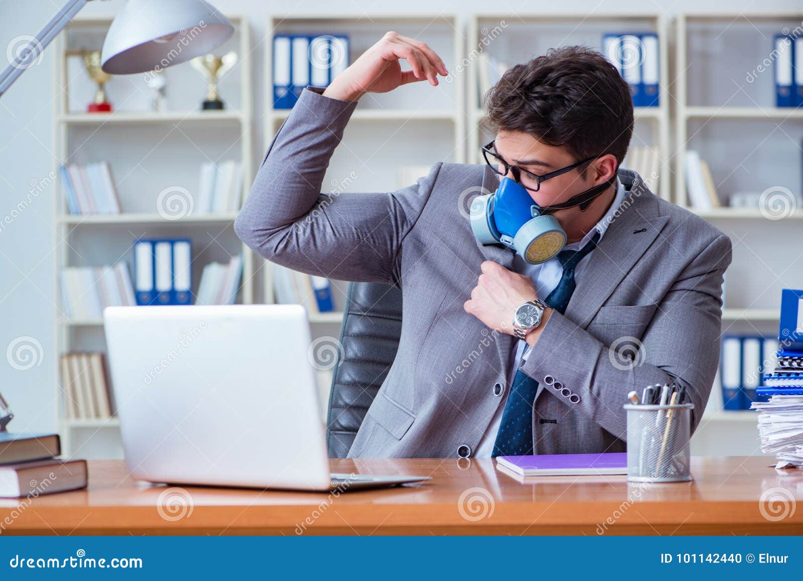 Businessman Sweating Excessively Smelling Bad in Office at Workp Stock ...