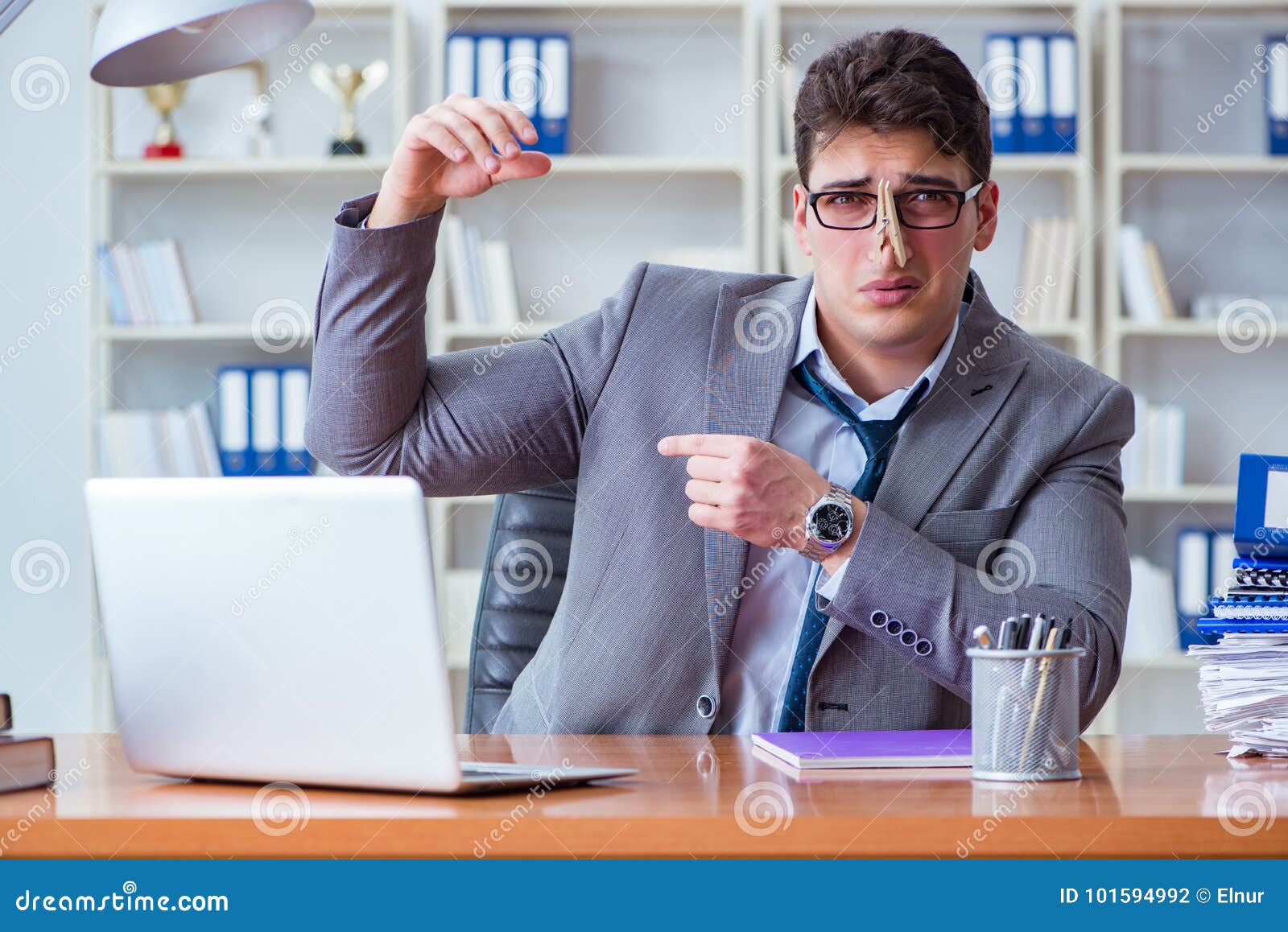 Businessman Sweating Excessively Smelling Bad in Office at Workp Stock ...