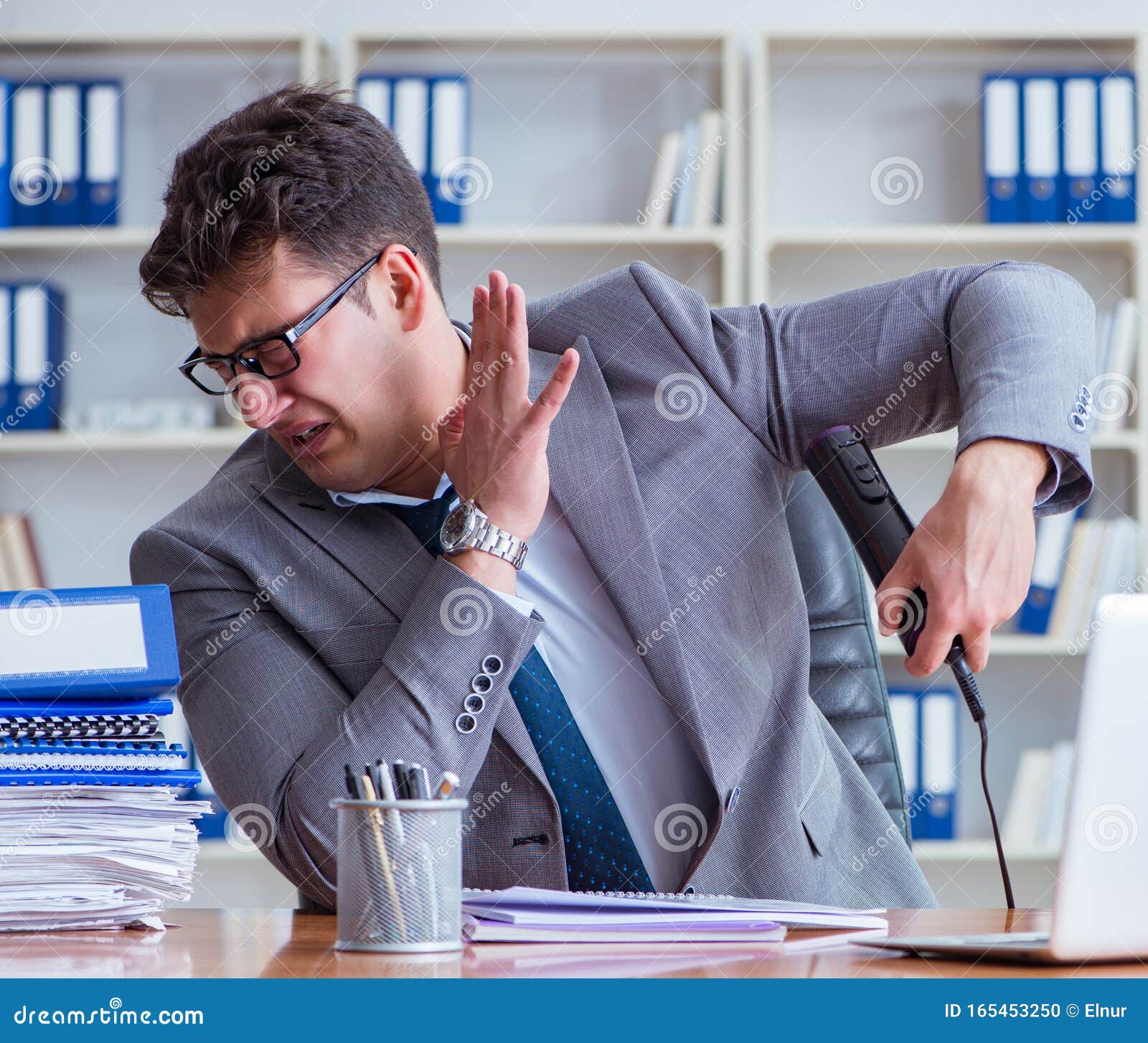 Businessman Sweating Excessively Smelling Bad in Office at Workp Stock ...