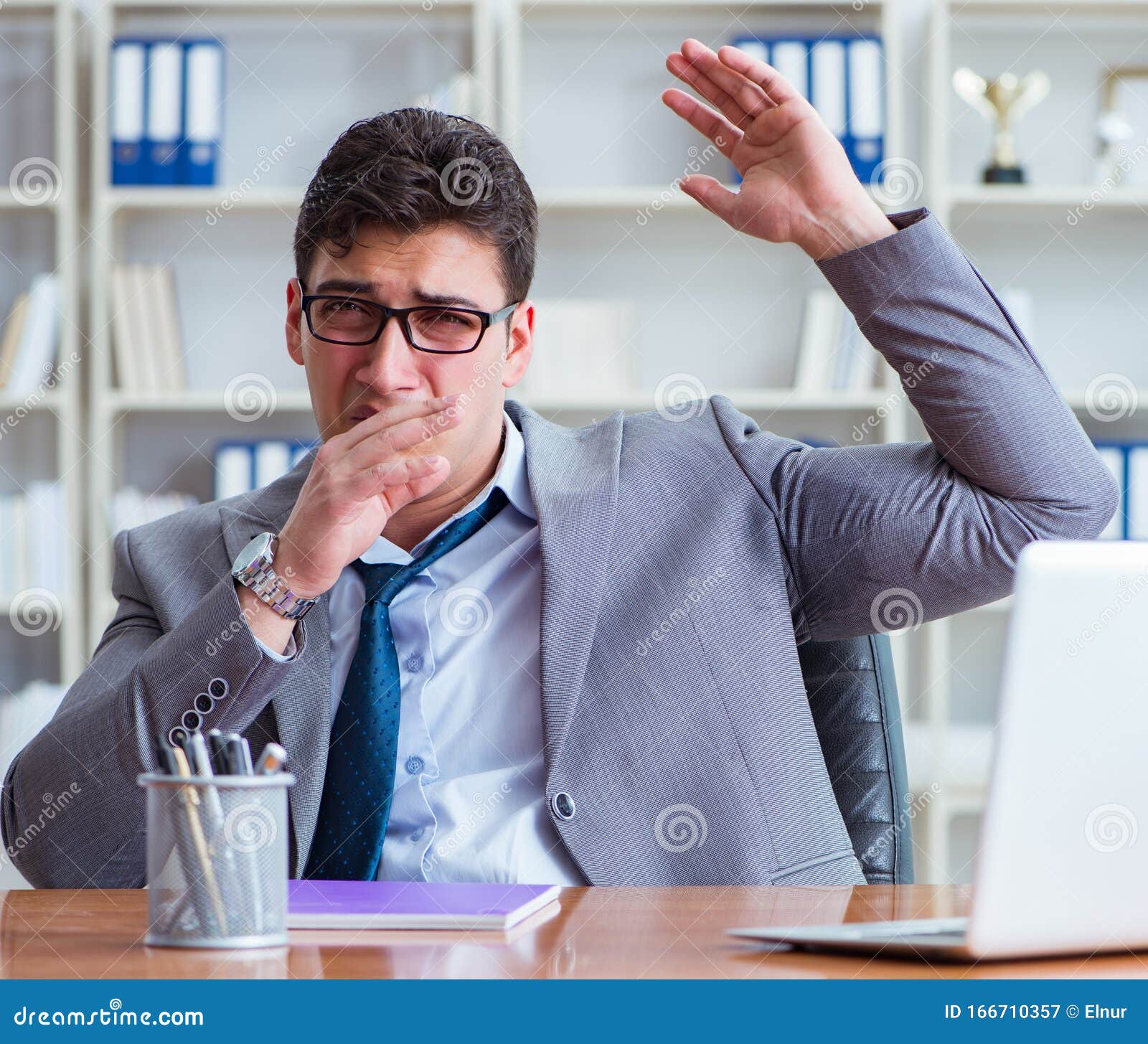 Businessman Sweating Excessively Smelling Bad in Office at Workp Stock ...