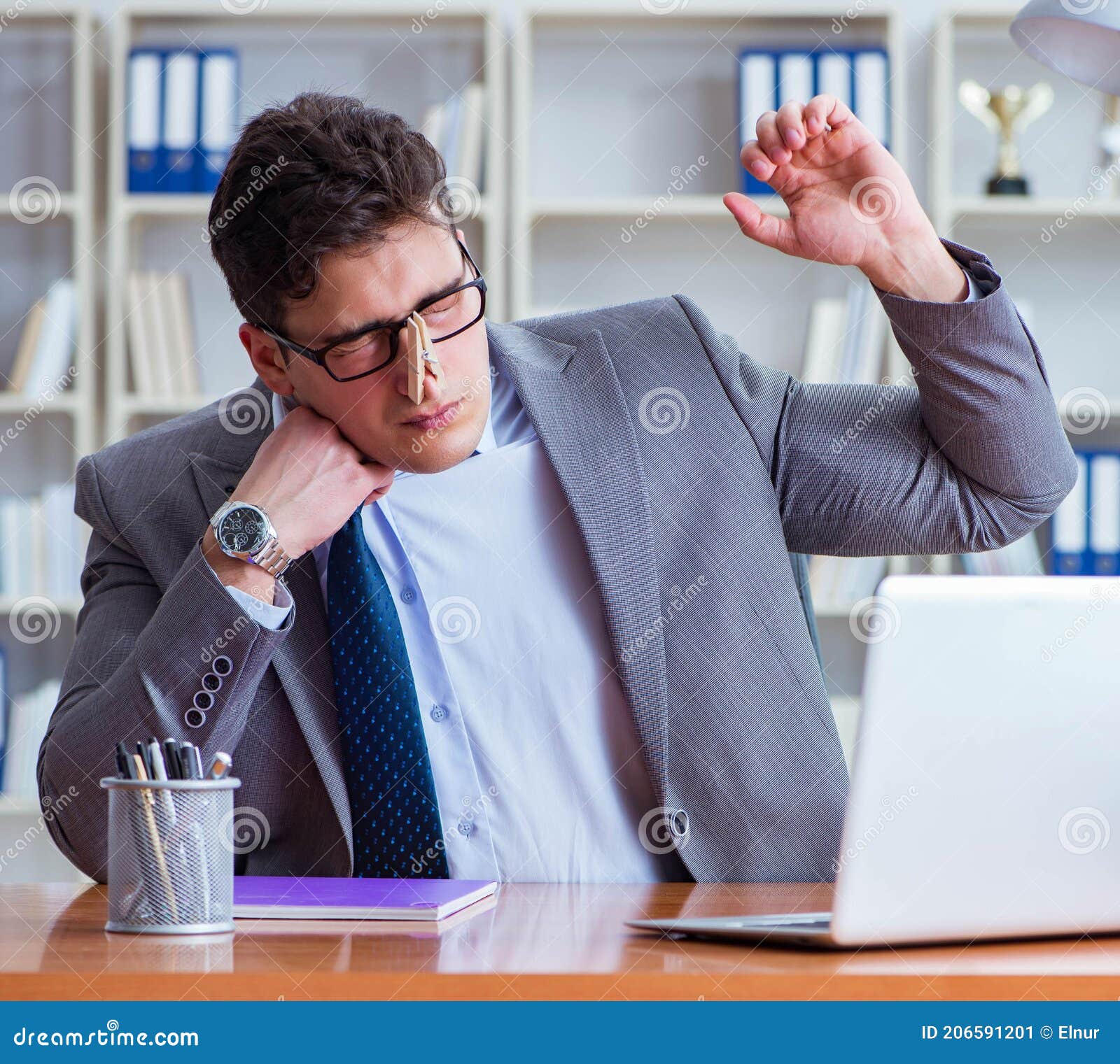 Businessman Sweating Excessively Smelling Bad in Office at Workp Stock ...