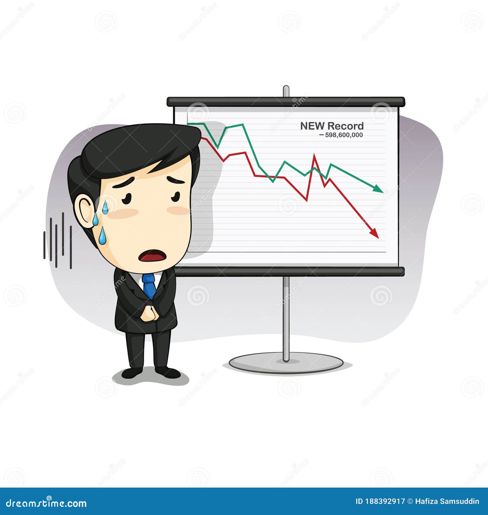Businessman Sweating with Graph Chart. Vector Illustration Decorative ...