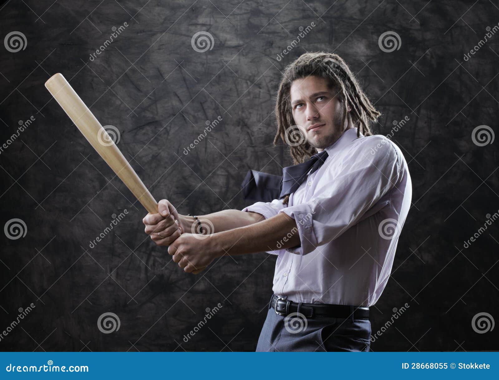 Businessman Swinging Baseball Bat Stock Image - Image of sport ...