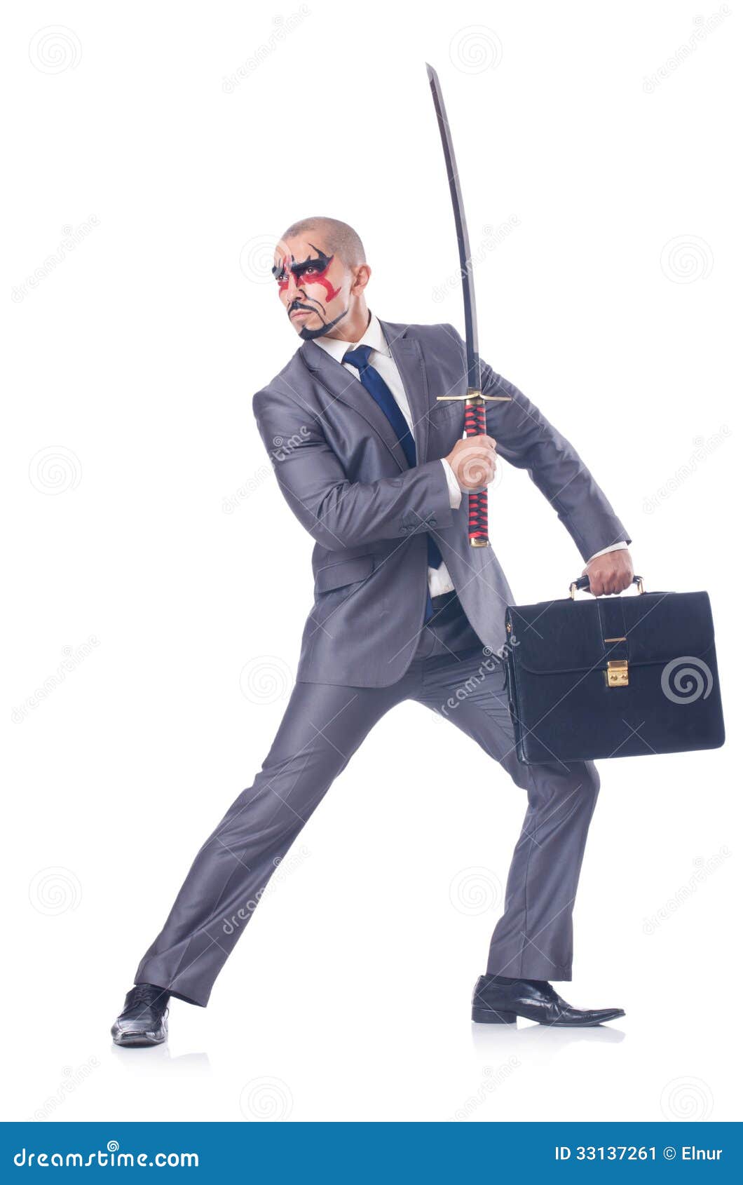 Businessman with sword stock image. Image of facepaint - 33137261