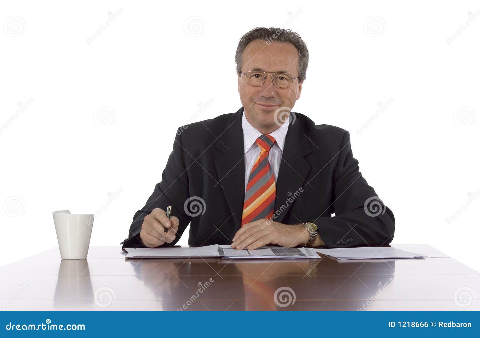 Businessman at the table stock photo. Image of firm, head - 1218666
