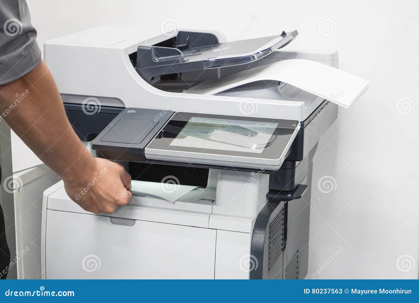 Businessman Take a Business Documents from Printer Stock Image - Image ...