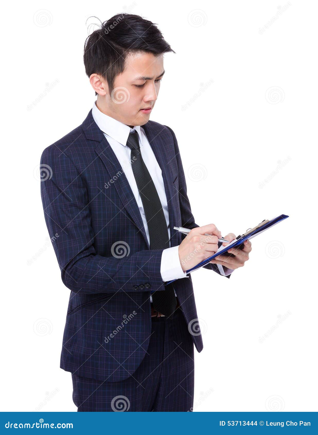 Businessman Take Note on Clipboard Stock Photo - Image of japanese ...