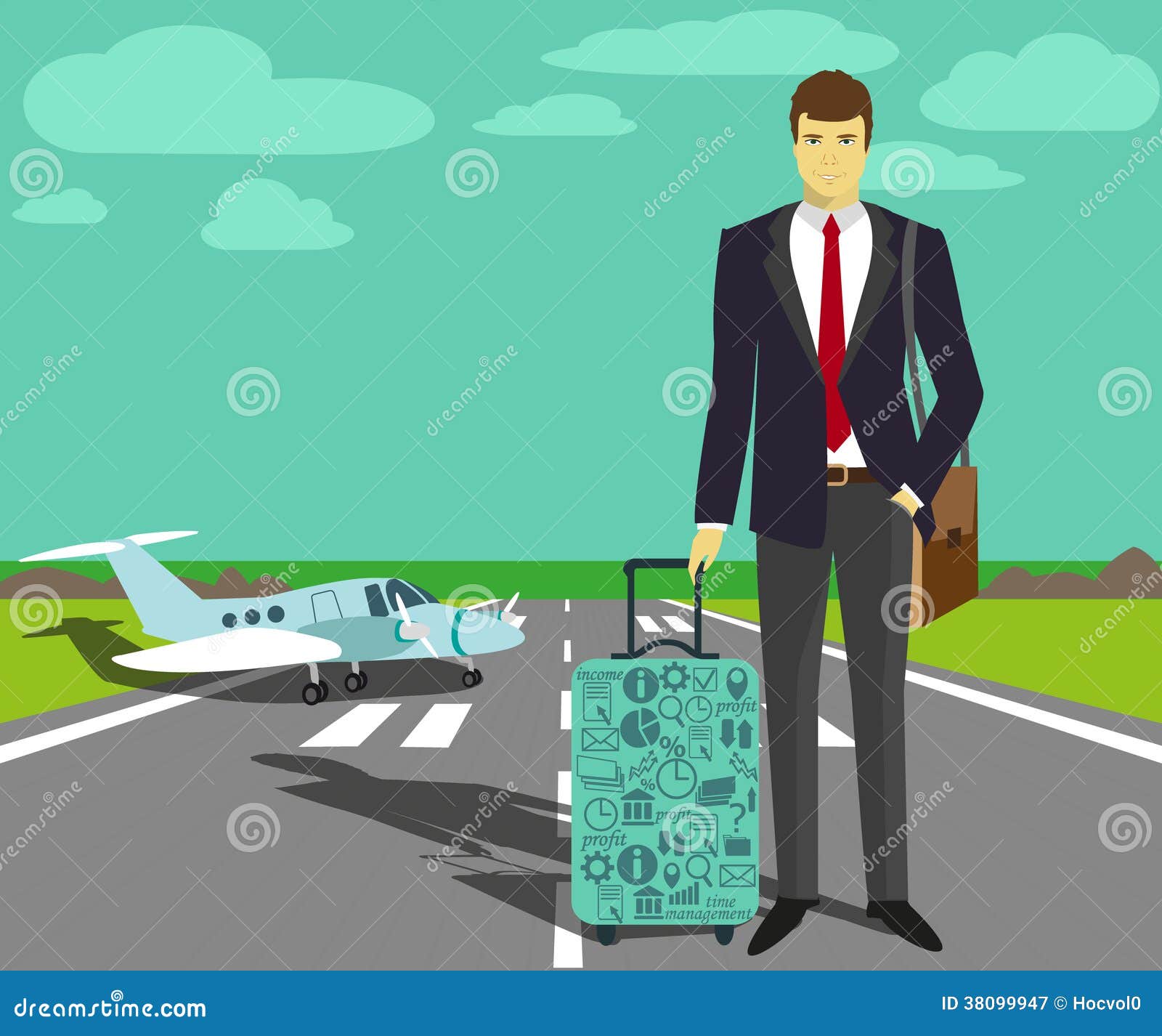 Businessman at Take-off Runway Stock Vector - Illustration of ...
