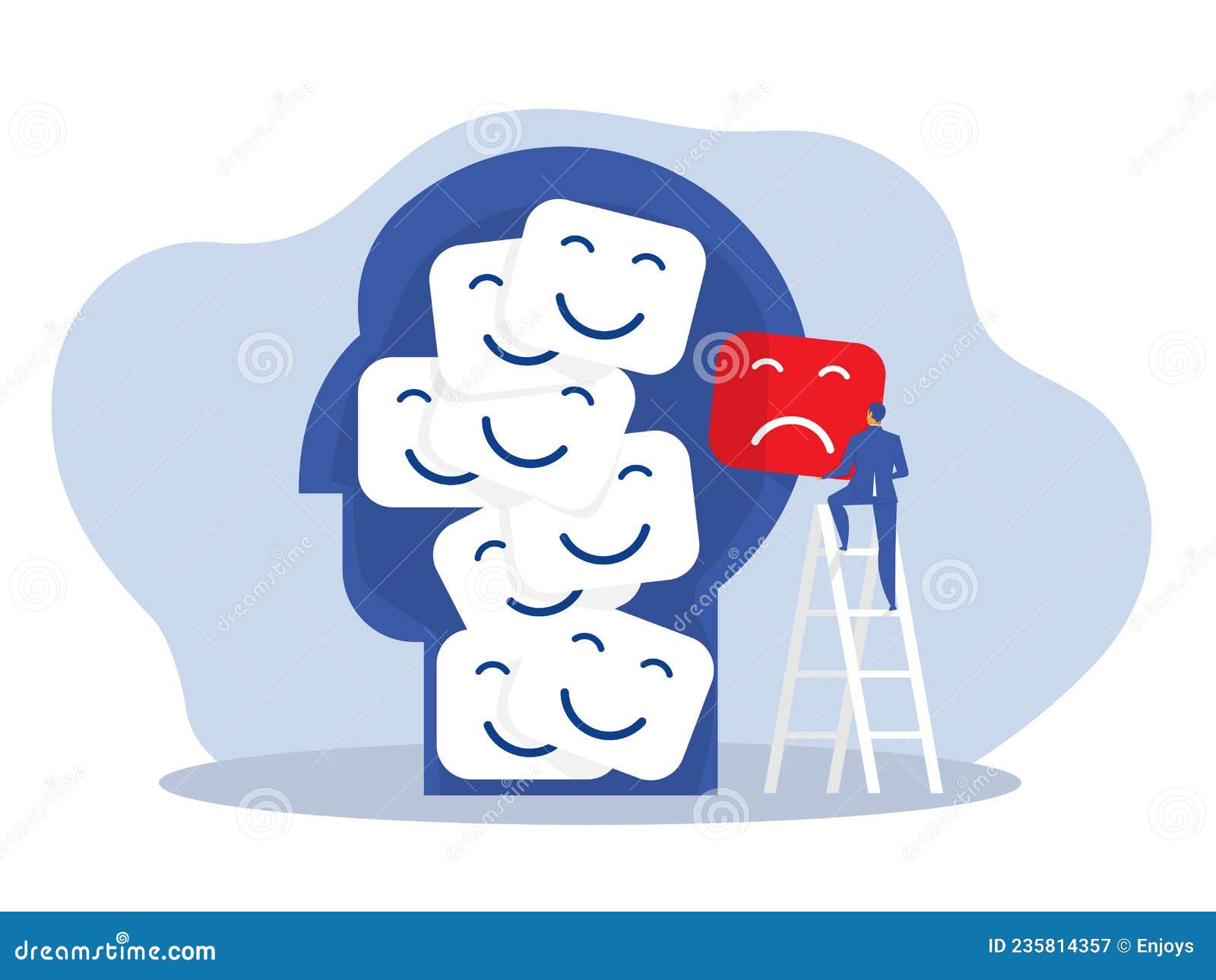 Businessman Take Out Face Negative from Head Except Positive Thinking ...