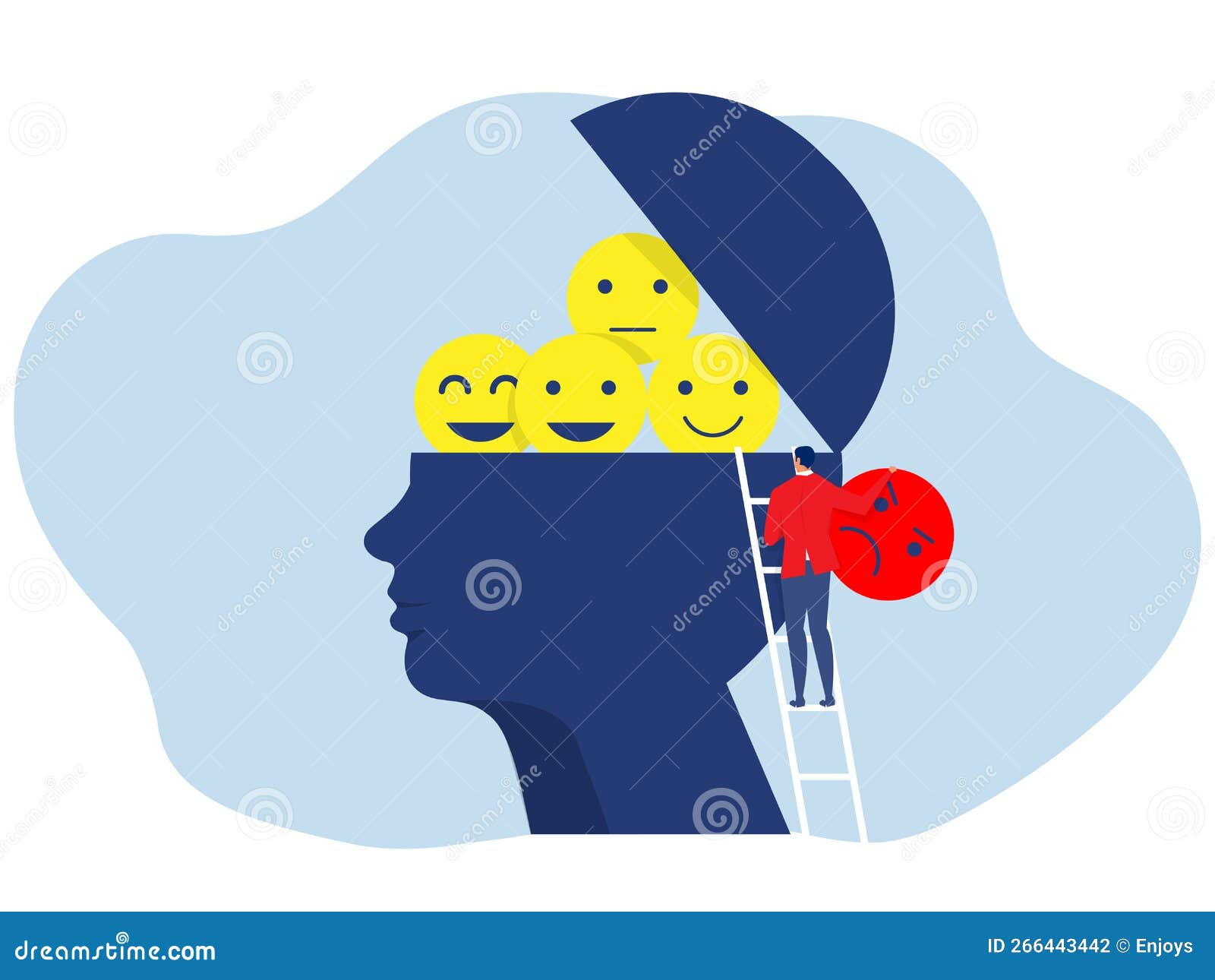 Businessman Take Out Face Negative from Head Except Positive Thinking ...