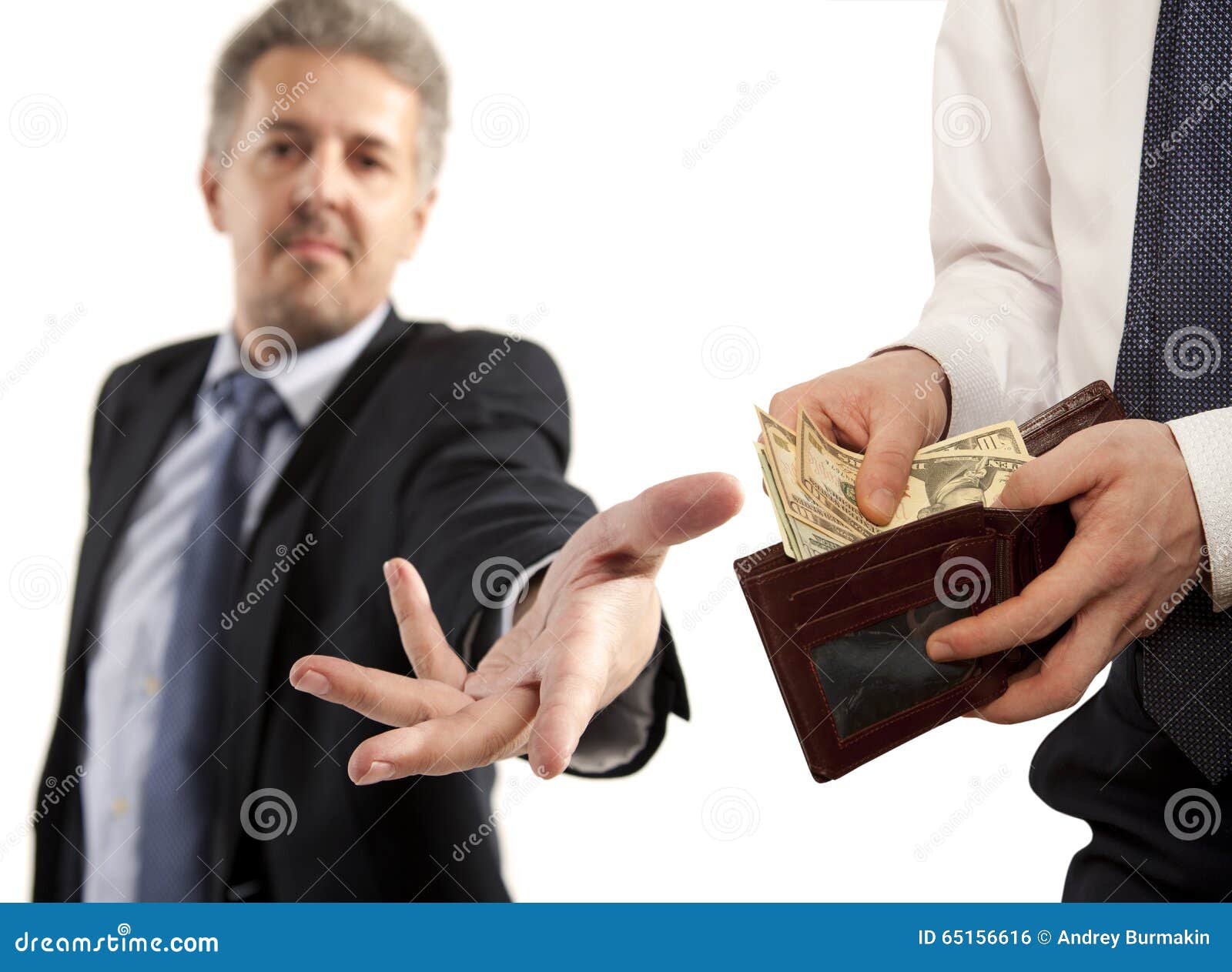 Businessman Taking Bribe Over White Background. Stock Photo - Image of ...