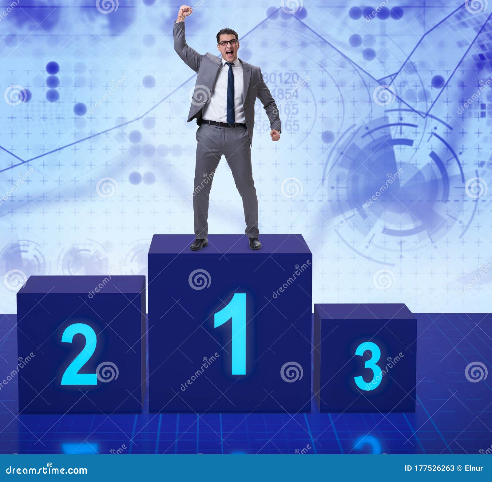 Businessman Taking First Place in Competition Stock Illustration ...