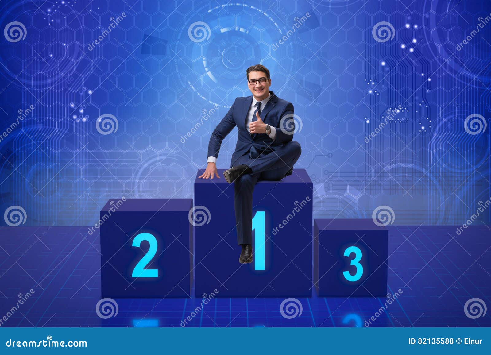 The Businessman Taking First Place in Competition Stock Illustration ...