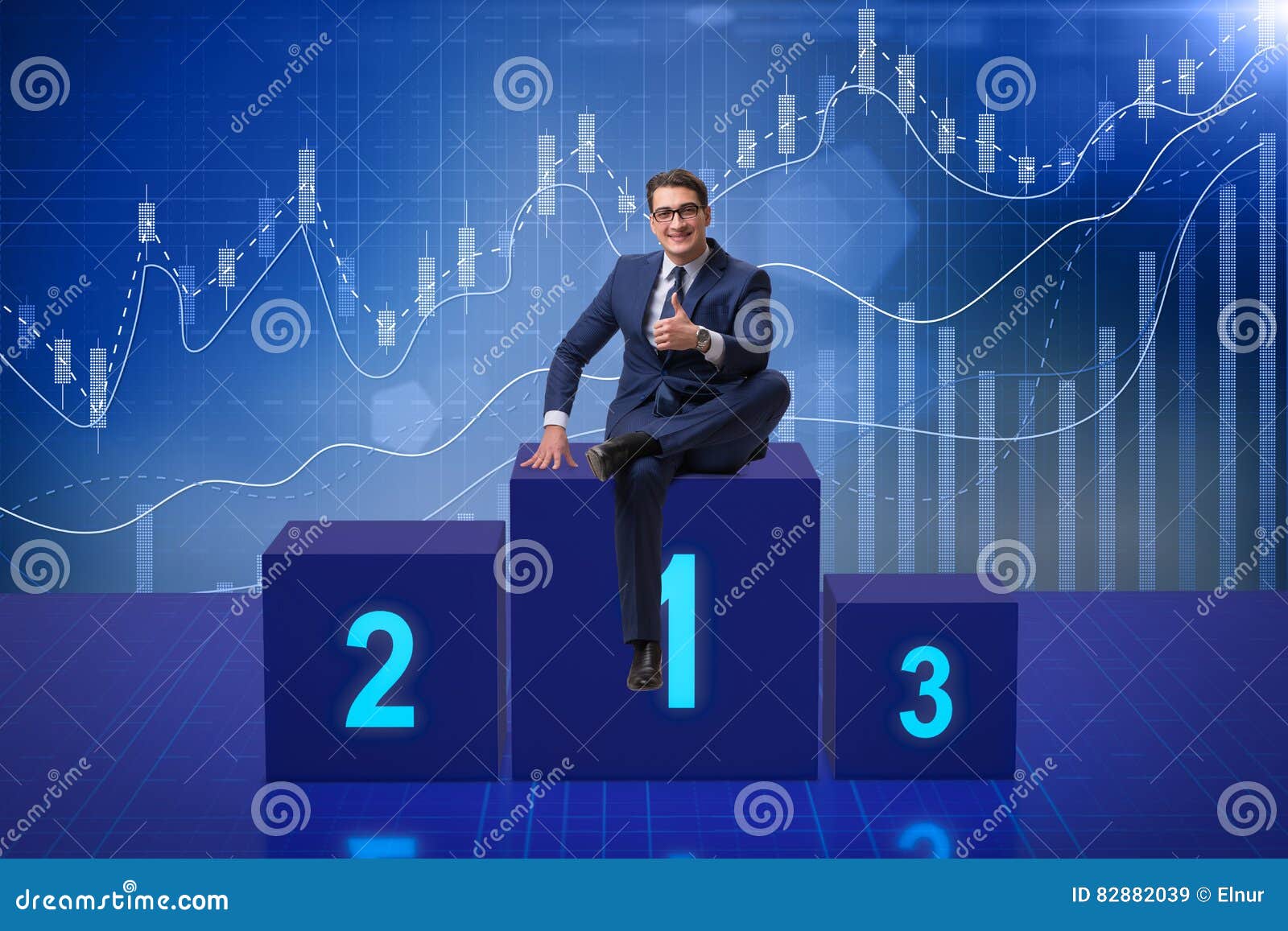 The Businessman Taking First Place in Competition Stock Illustration ...