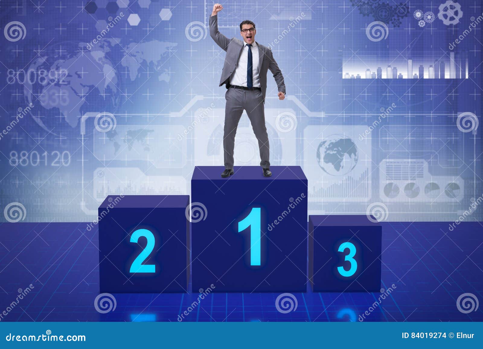 The Businessman Taking First Place in Competition Stock Illustration ...
