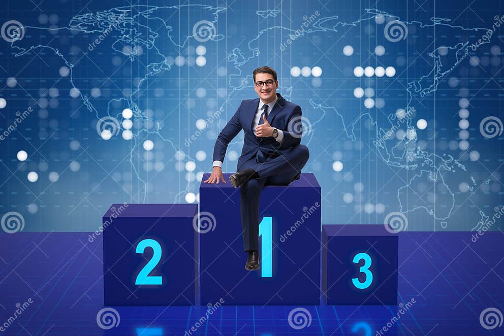 The Businessman Taking First Place in Competition Stock Illustration ...