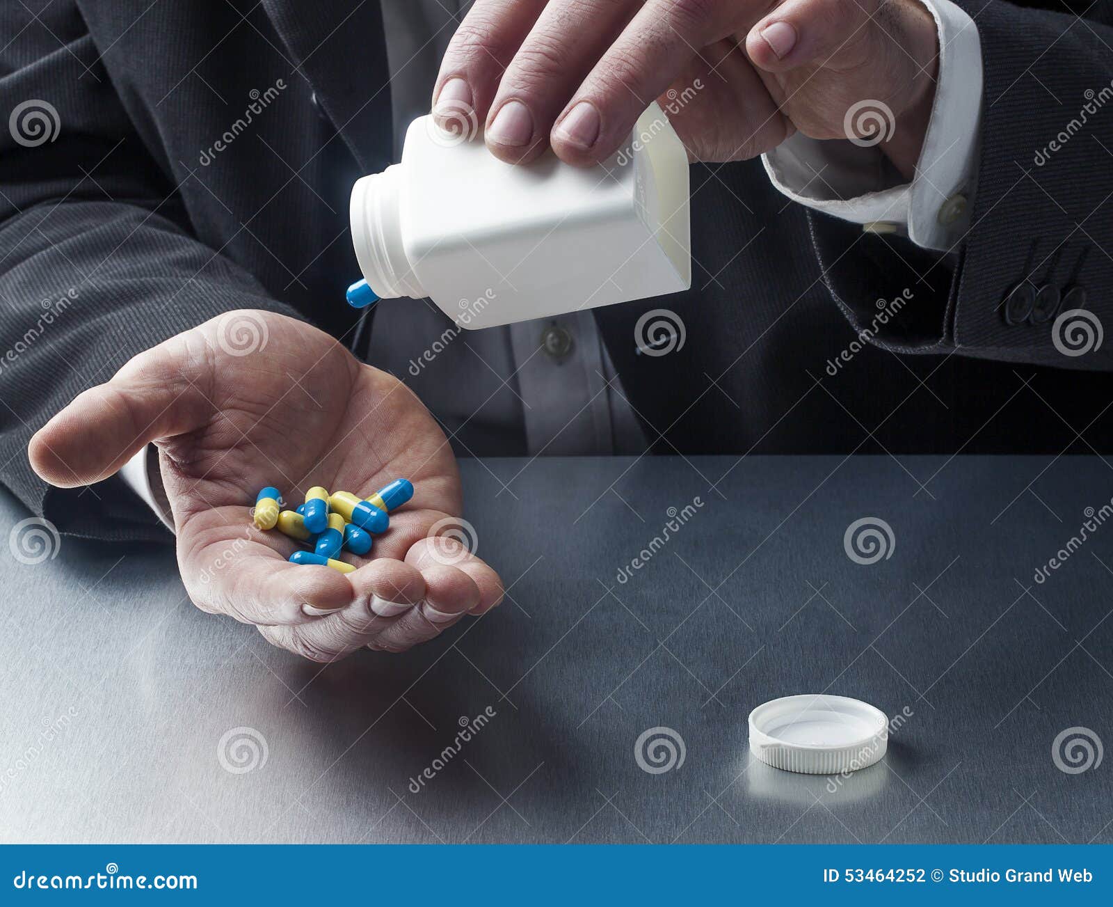 Businessman Taking Medication at the Office Stock Photo - Image of ...