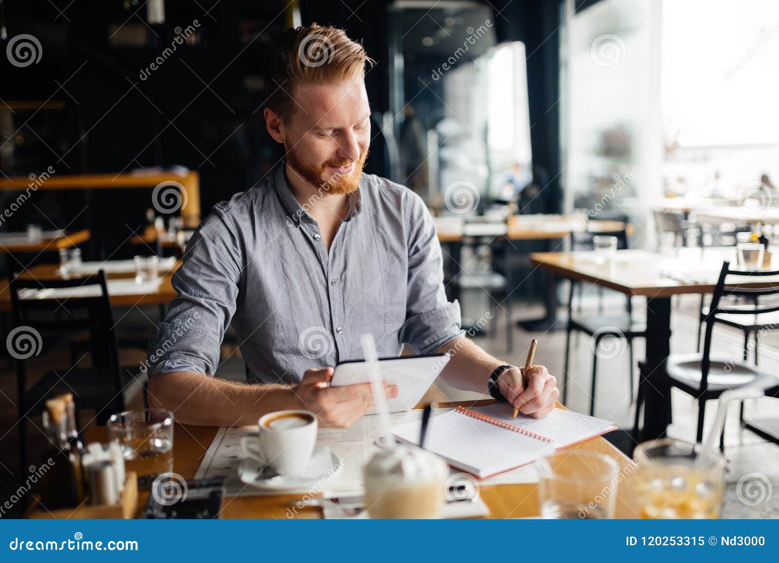 Businessman taking notes stock image. Image of minimalist - 120253315