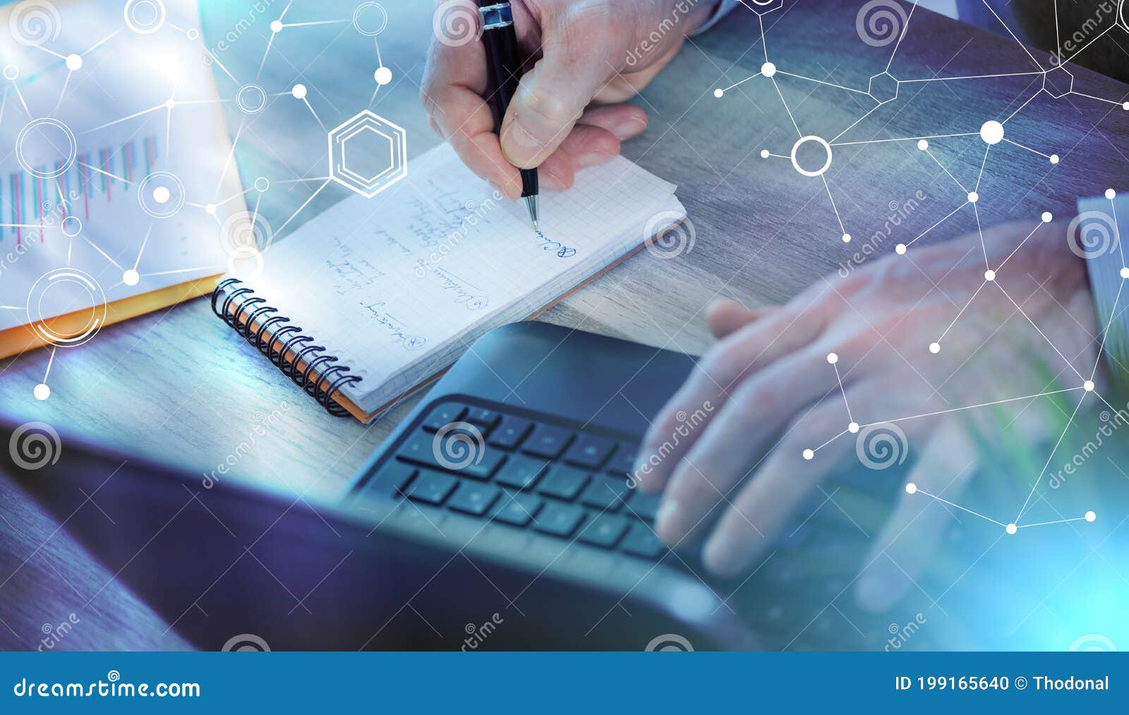 Businessman Taking Notes on Notebook; Light Effect Stock Photo - Image ...