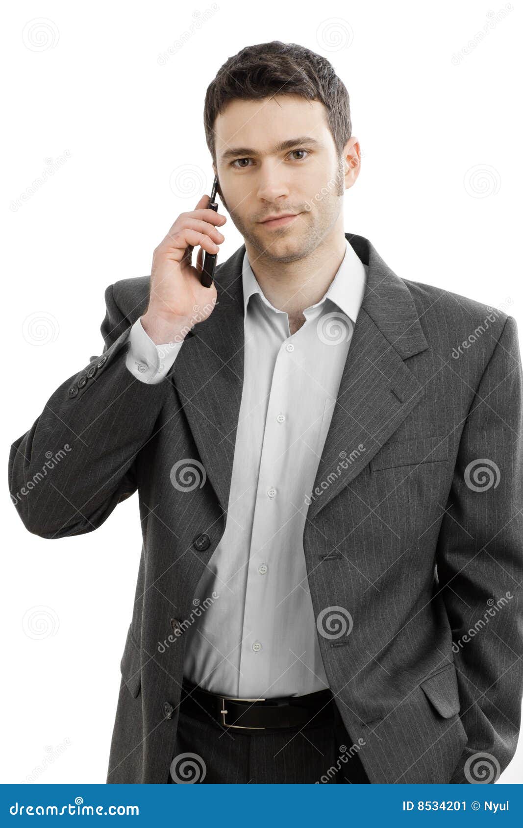 Businessman Taling on Mobile Phone Stock Image - Image of collar ...