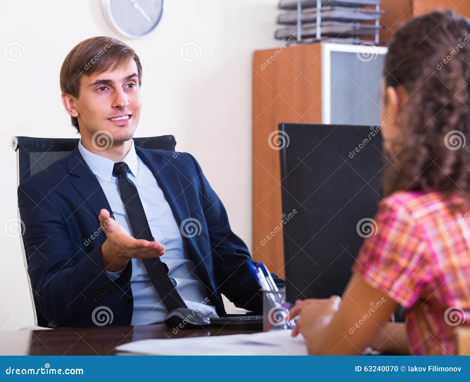 Businessman Talking with Client Stock Photo - Image of contract ...