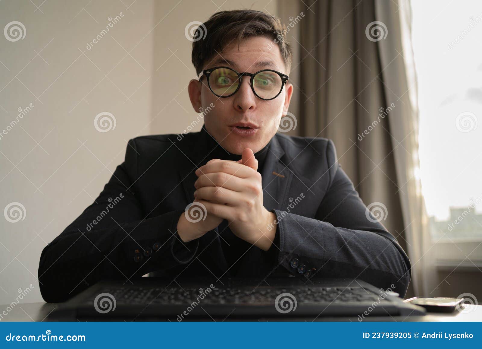 Businessman Talking Client Via Video Call, Communicating Remotely Using ...